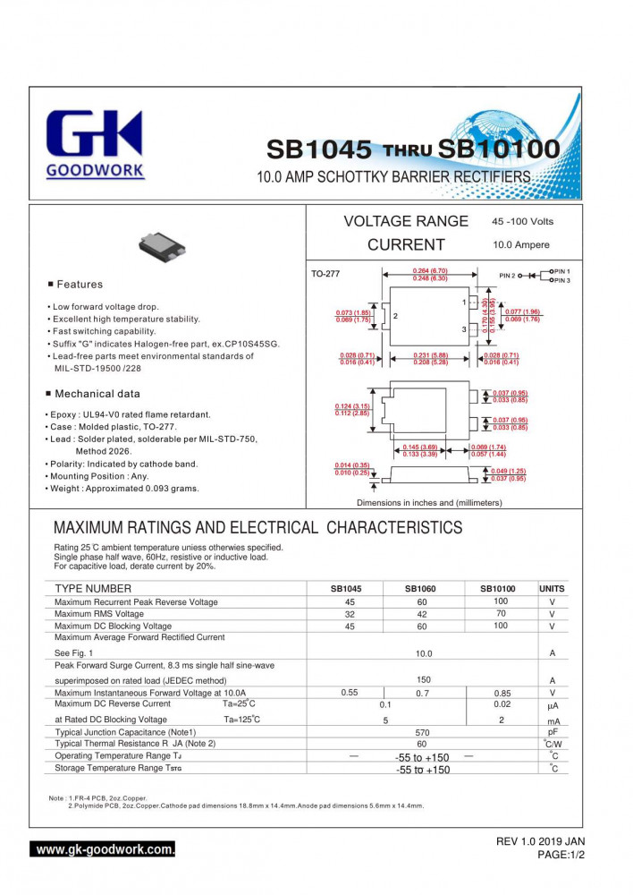 GOODWORK SB1060 datasheet page 1