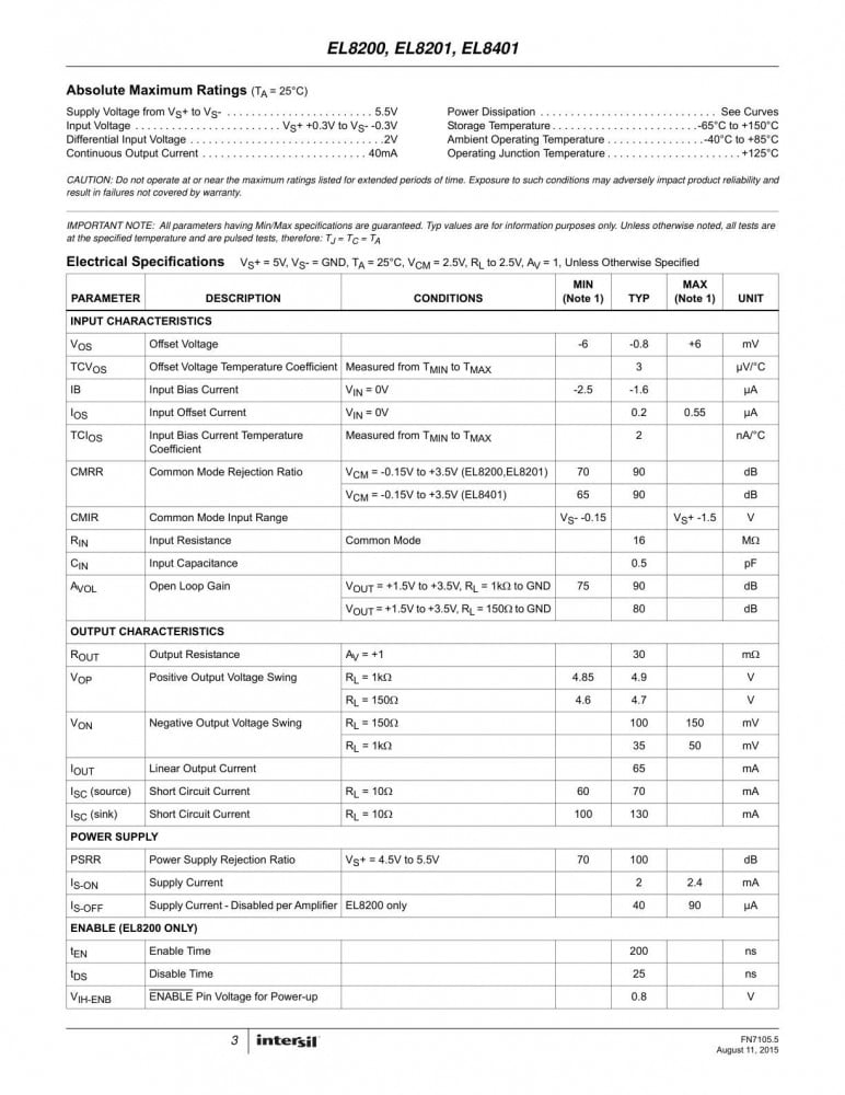 EL8401 datasheet page 3