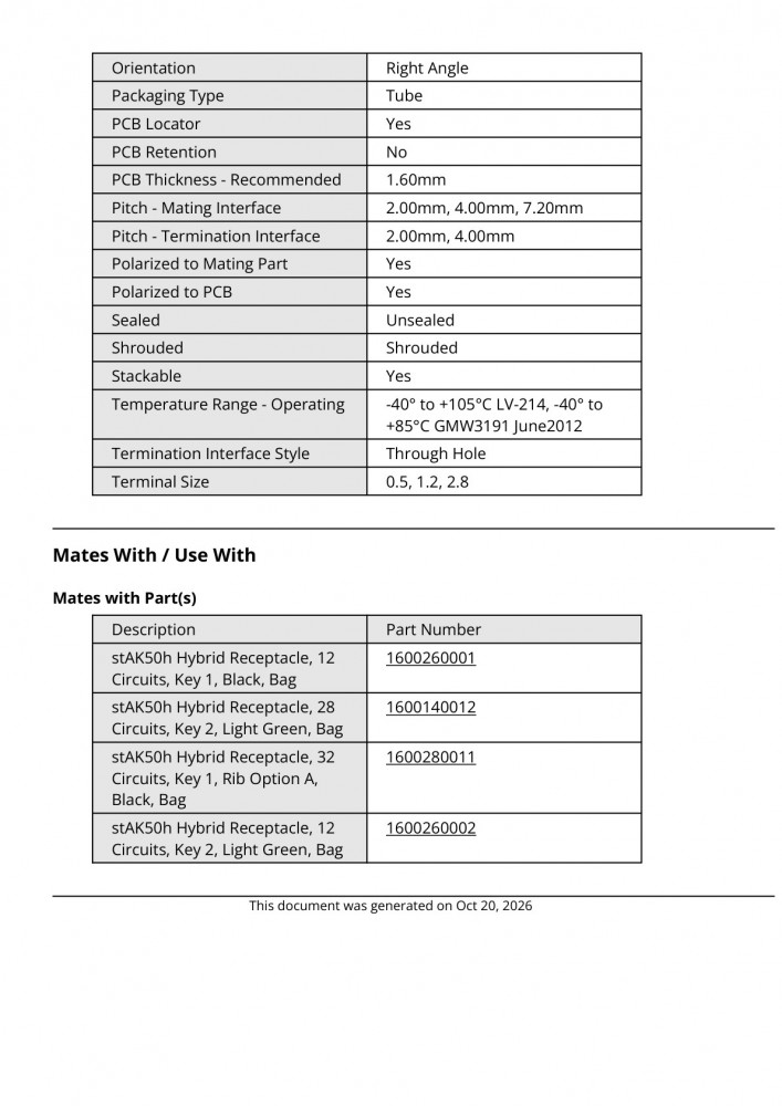 Technical document page 3 for MOLEX 2005064008