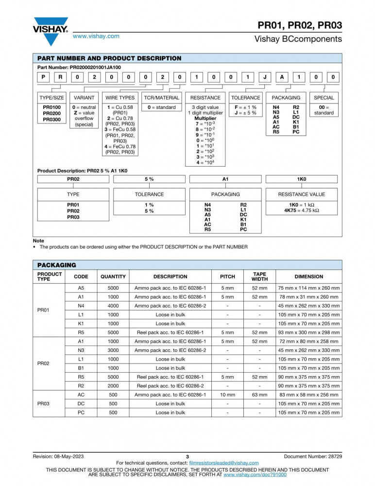 Vishay PR03 datasheet page 3