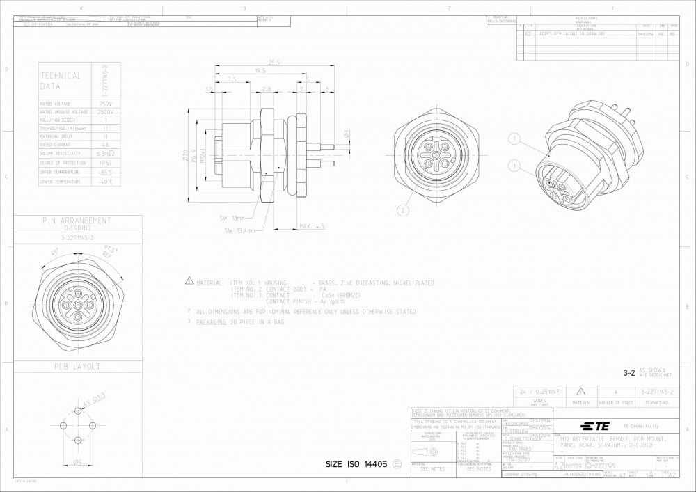 TE Connectivity 3-2271145-2 product drawing preview