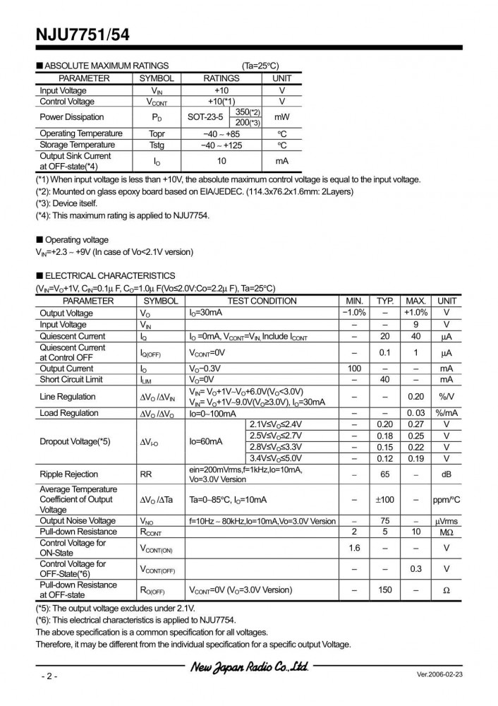 NJU7754 datasheet page 2