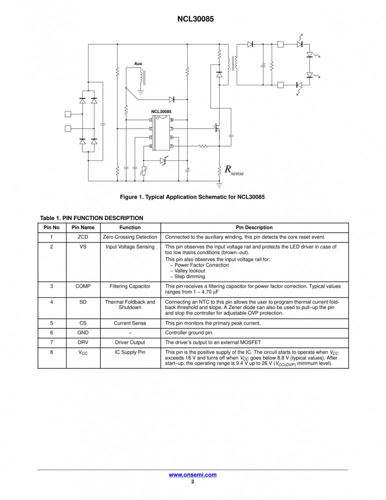NCL30085 datasheet page 2