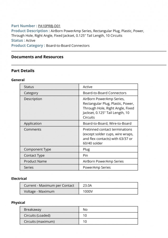 PA10PR8J-D01 technical document page 1