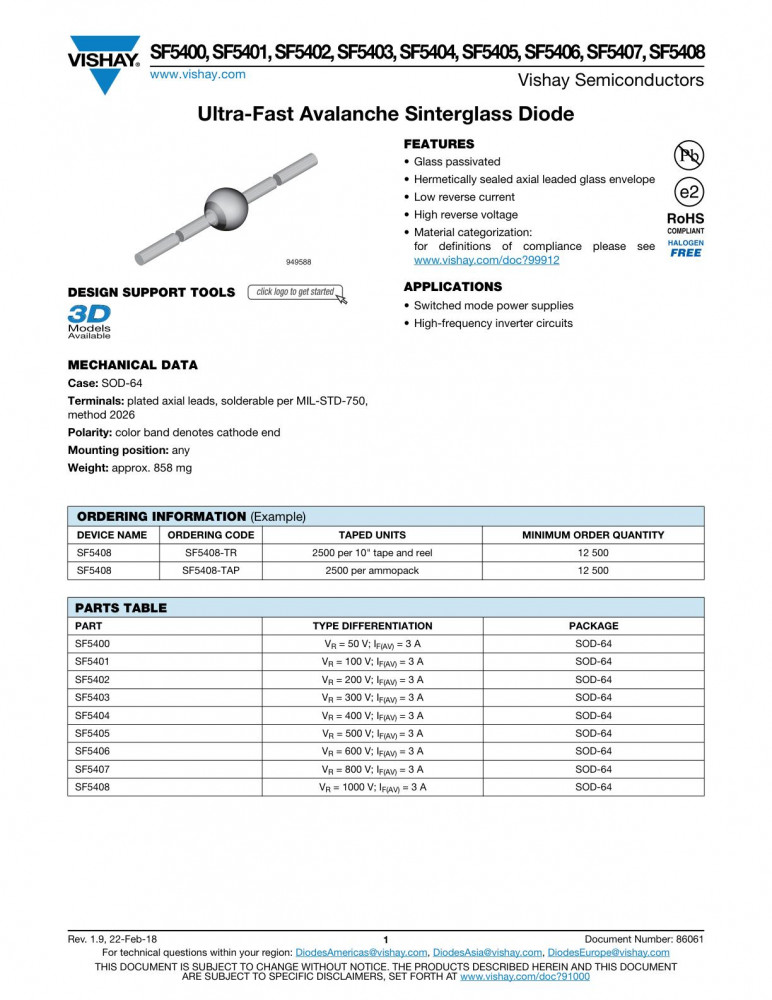 Vishay SF540 datasheet page 1