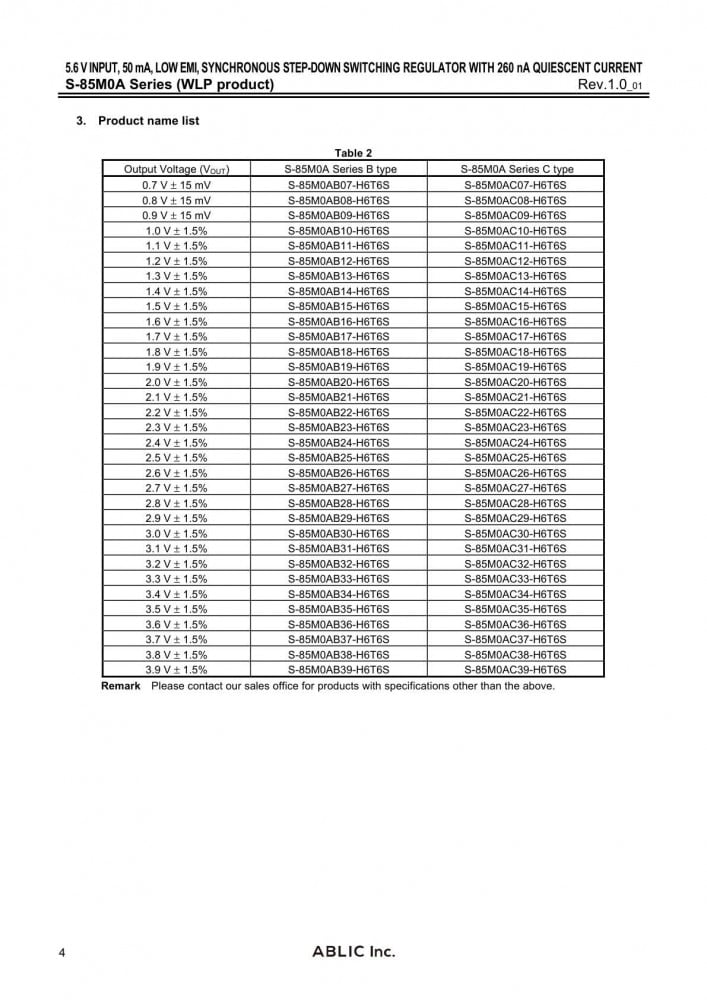 ABLIC S-85M0A datasheet page 4