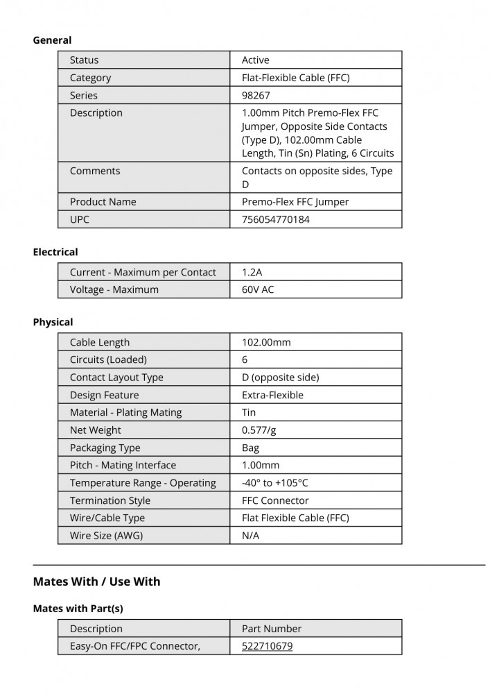 MOLEX 982670208 technical document preview, page 2