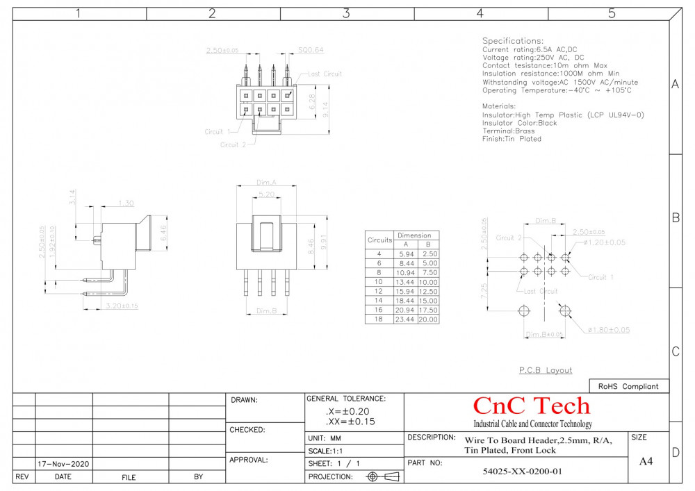 CNC Tech 54025-08-0200-01 technical drawing