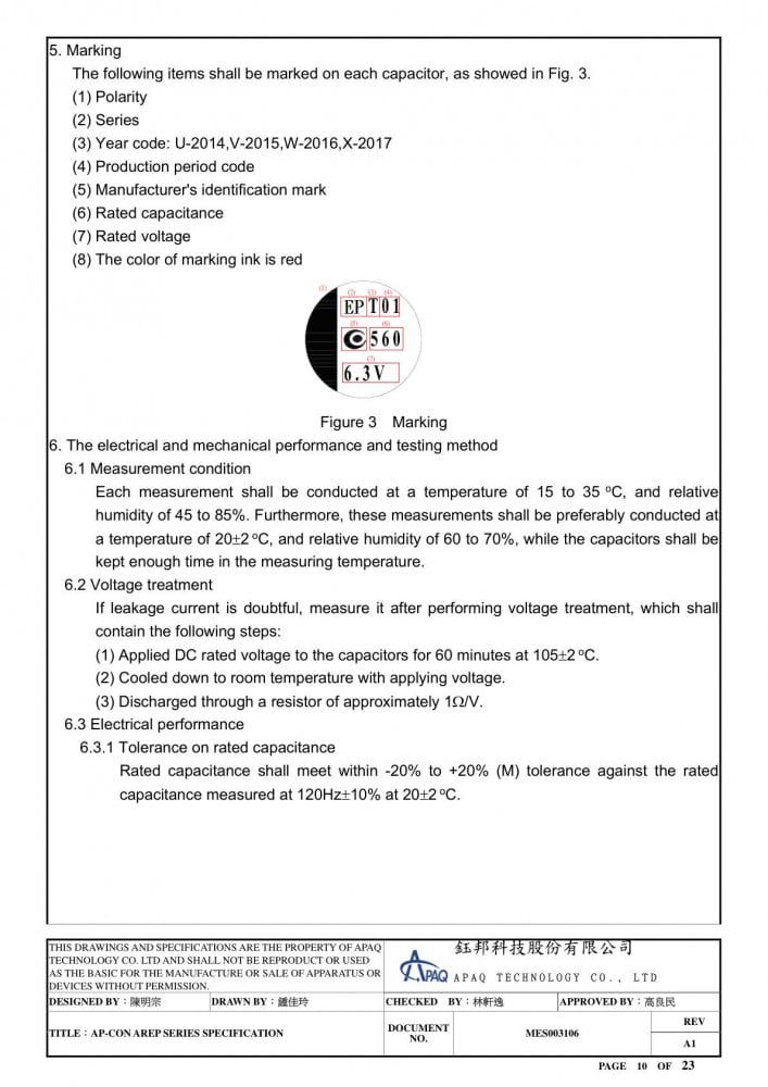 APAQ AREP specification page 10