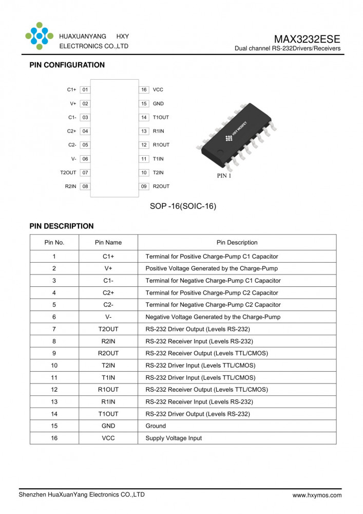 MAX3232ESE-HXY datasheet page 2