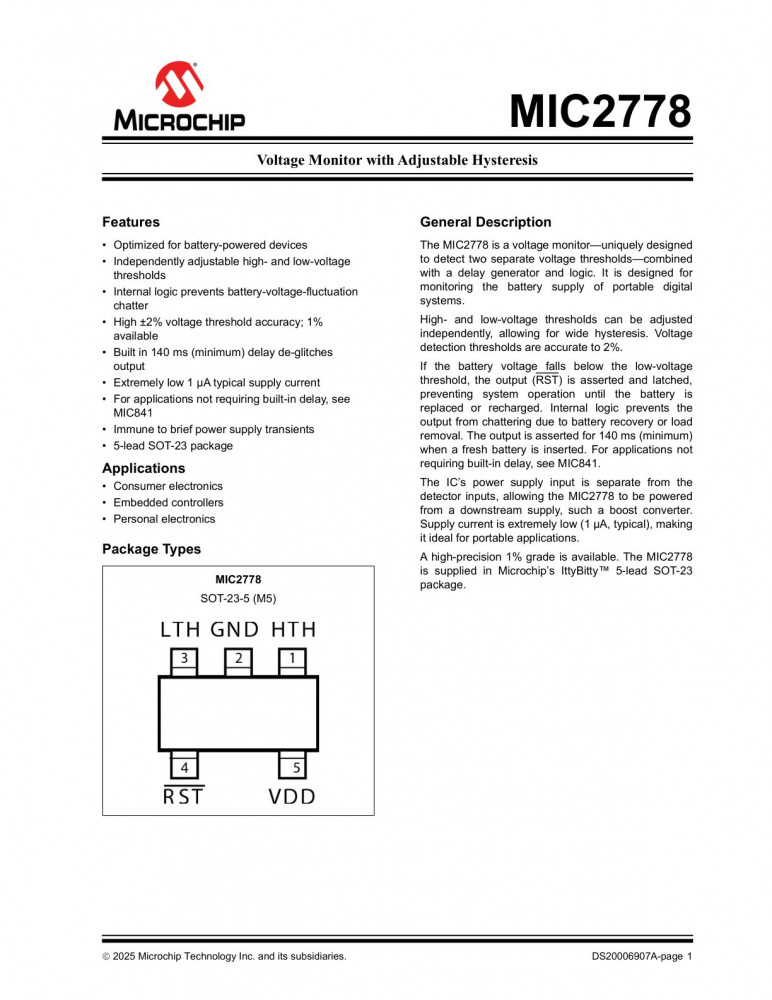 MIC2778 technical document page 1