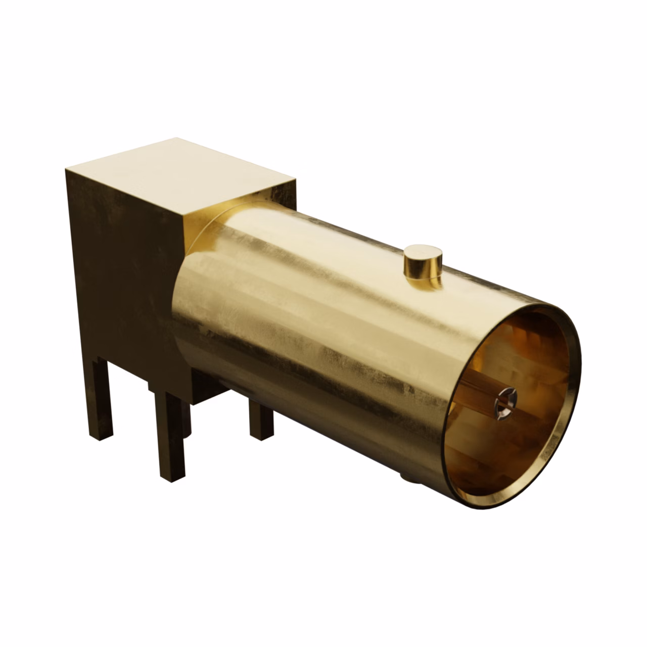 Mini-BNC Jack, Right-Angle, PCB Receptacle, Through Hole, Brass Body, Gold (Au) Plated, Tray, 75 Ohms for sale