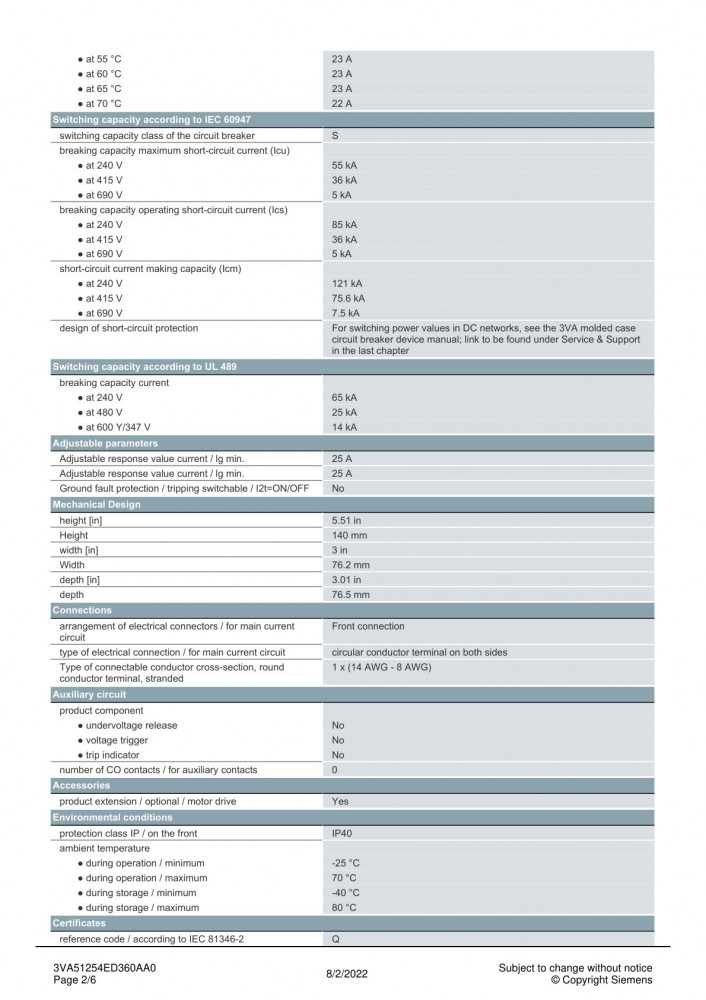 Siemens 3VA5125-4ED36-0AA0 document page 2