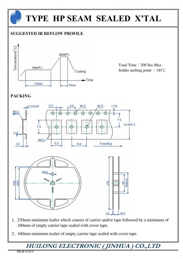 HP16000005 reflow profile page