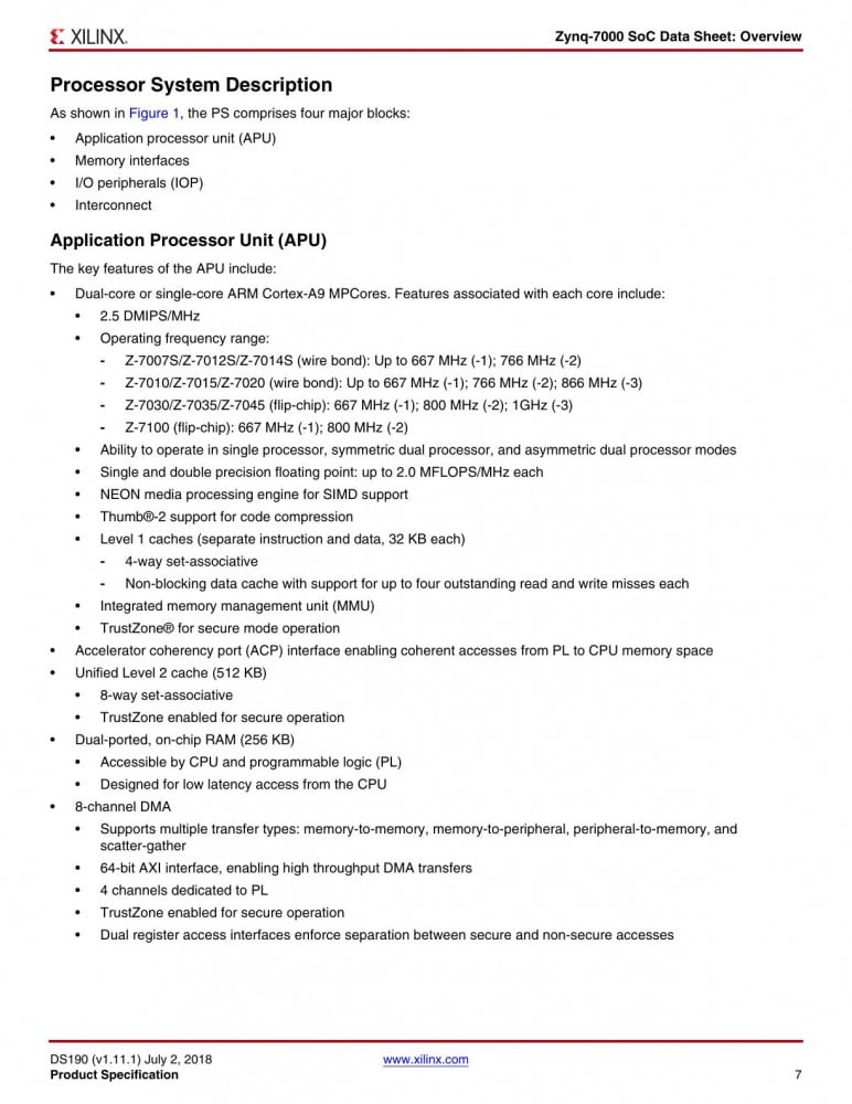 XC7Z030 technical document page 7