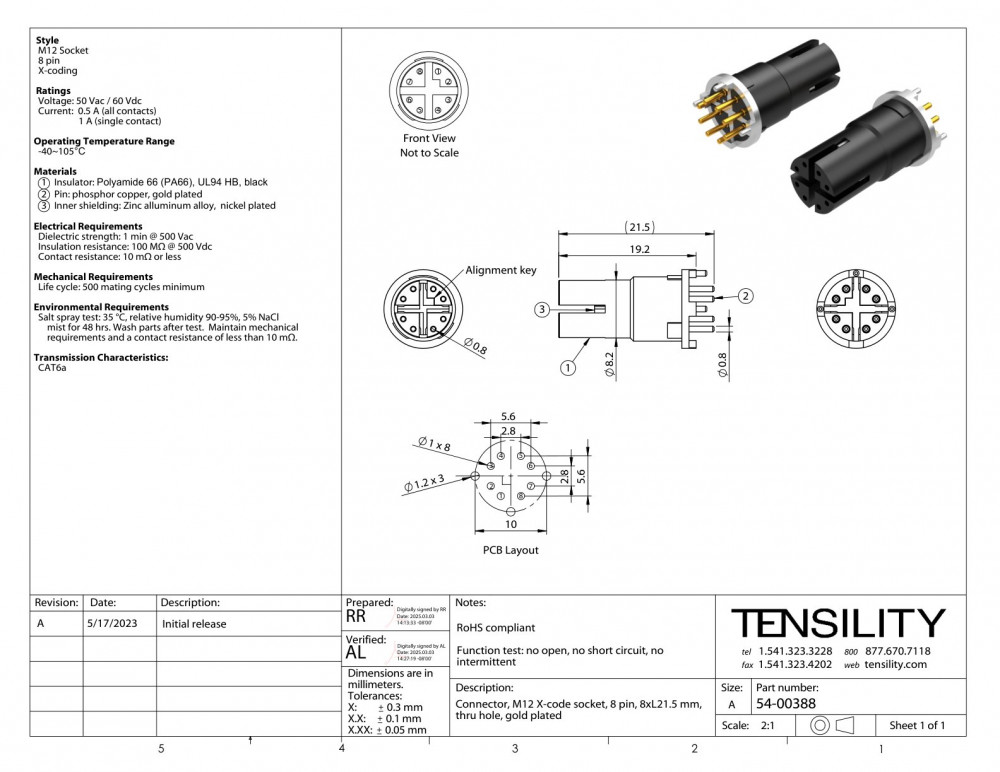 Tensility International 54-00388 product drawing preview