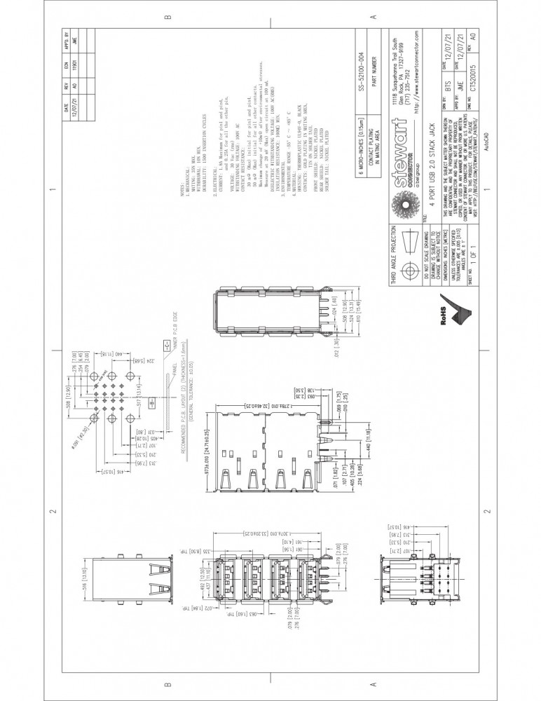 Bel Fuse SS-52100-004 technical document page