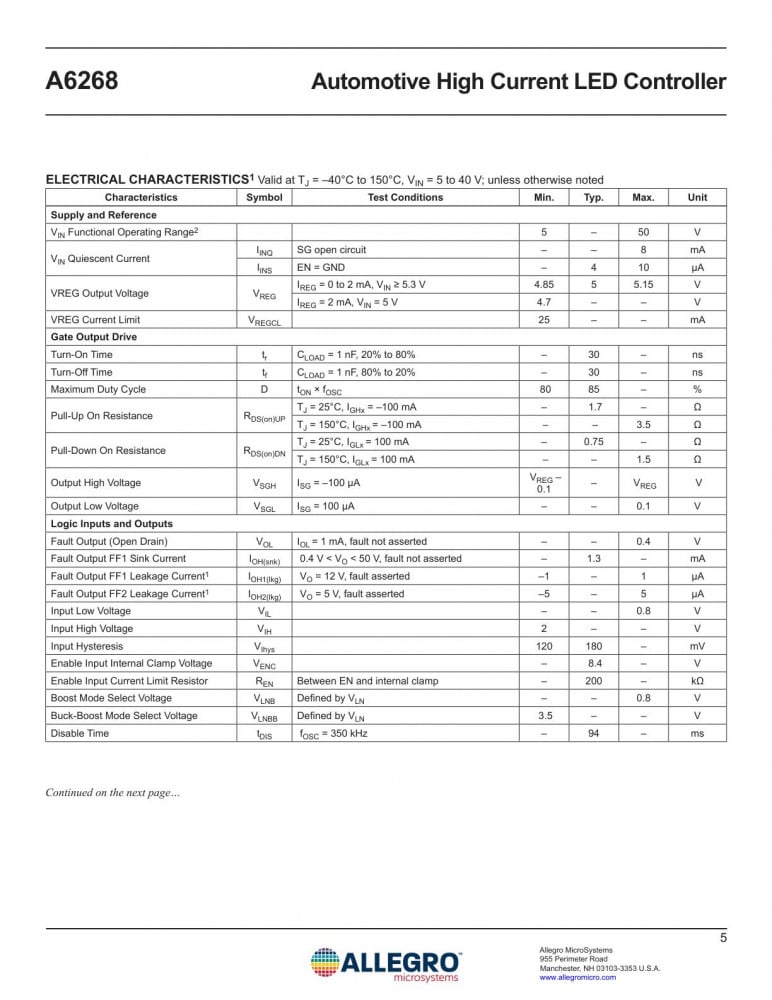 A6268KLPTR-T datasheet page 5