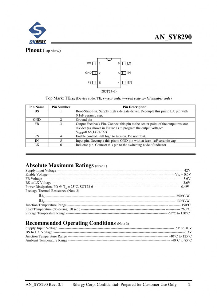 SY8290ABC datasheet page 2