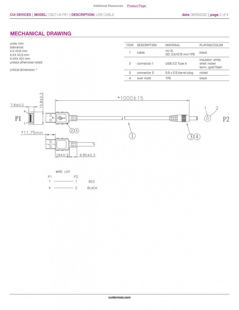 CBLT-UA-P6-1 technical document page 2