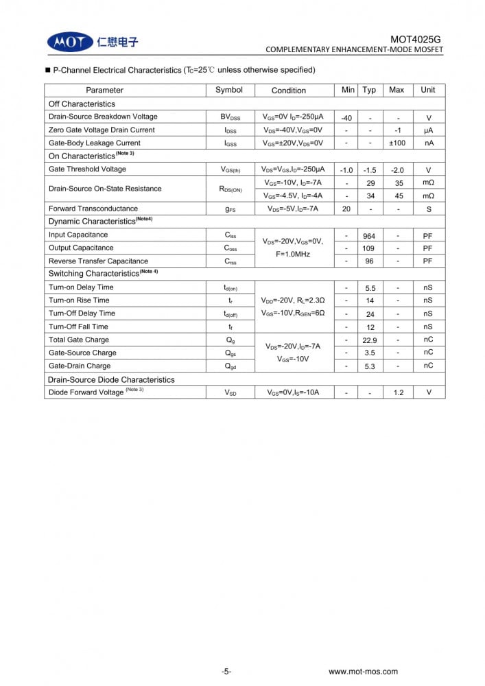 MOT4025G datasheet page 5