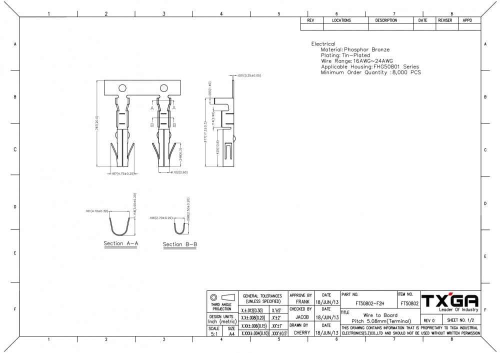 FT50802-F2H technical document page 1