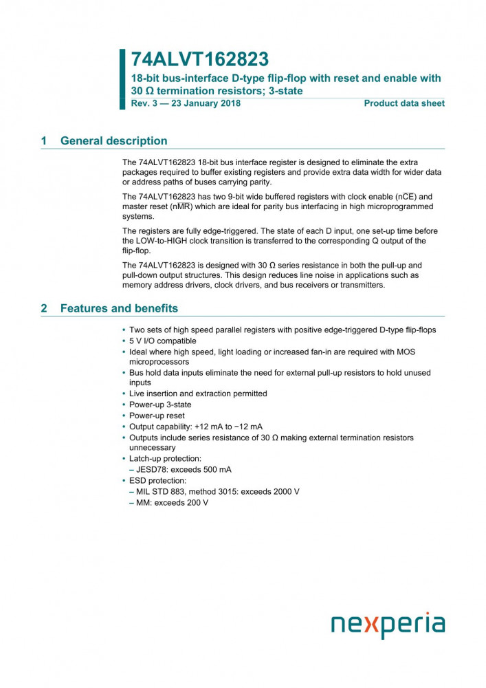 74ALVT162823 datasheet page 1
