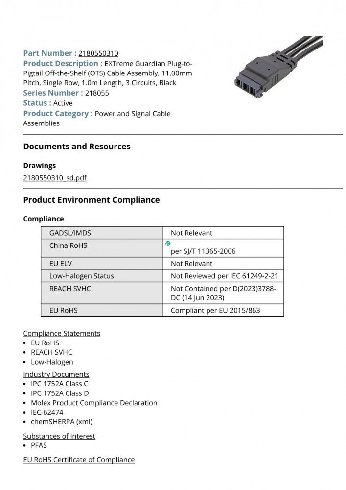 MOLEX 2180550310 drawing page 1