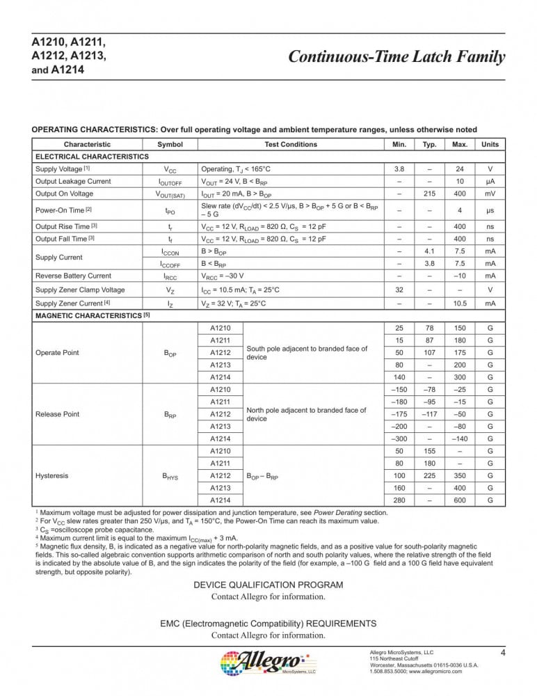 A1210 datasheet page 4