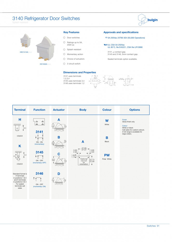 Bulgin door switch documentation page 6
