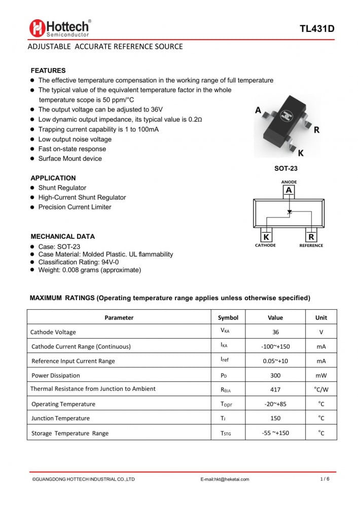 TL431D datasheet page 1