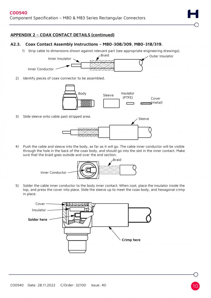 Harwin Datamate specification page 10