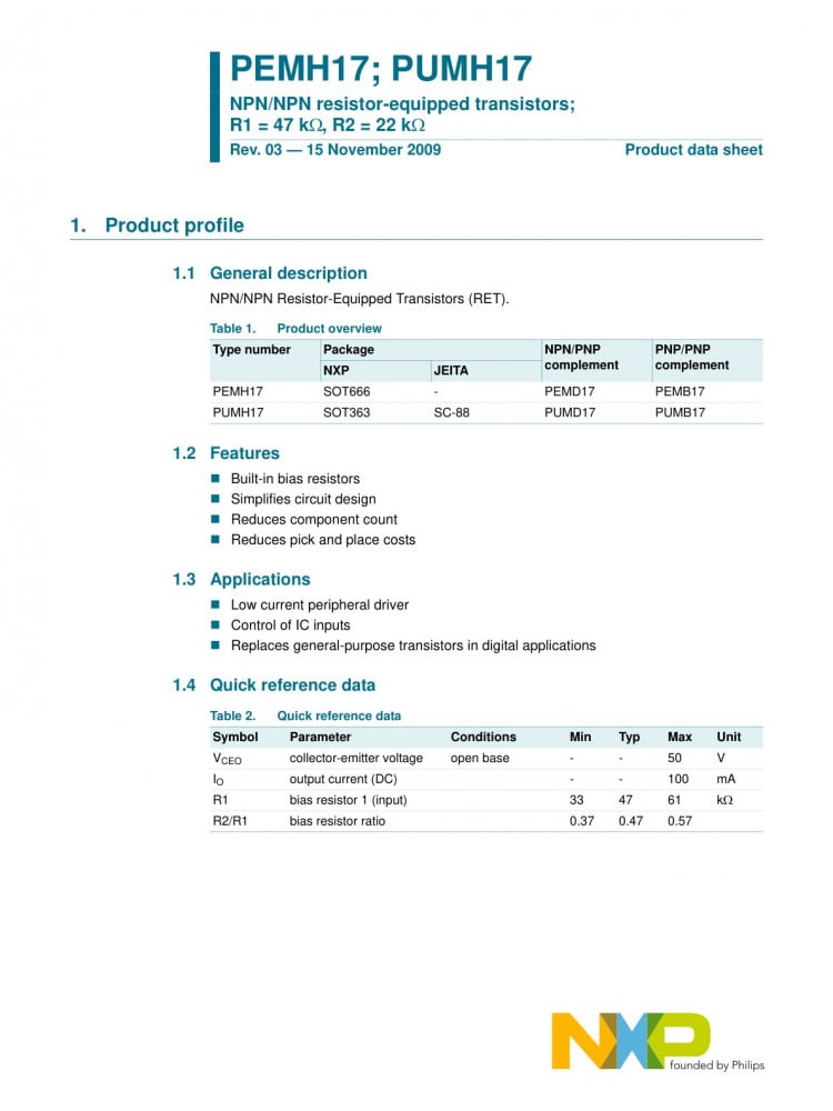 PUMH17 datasheet page 2