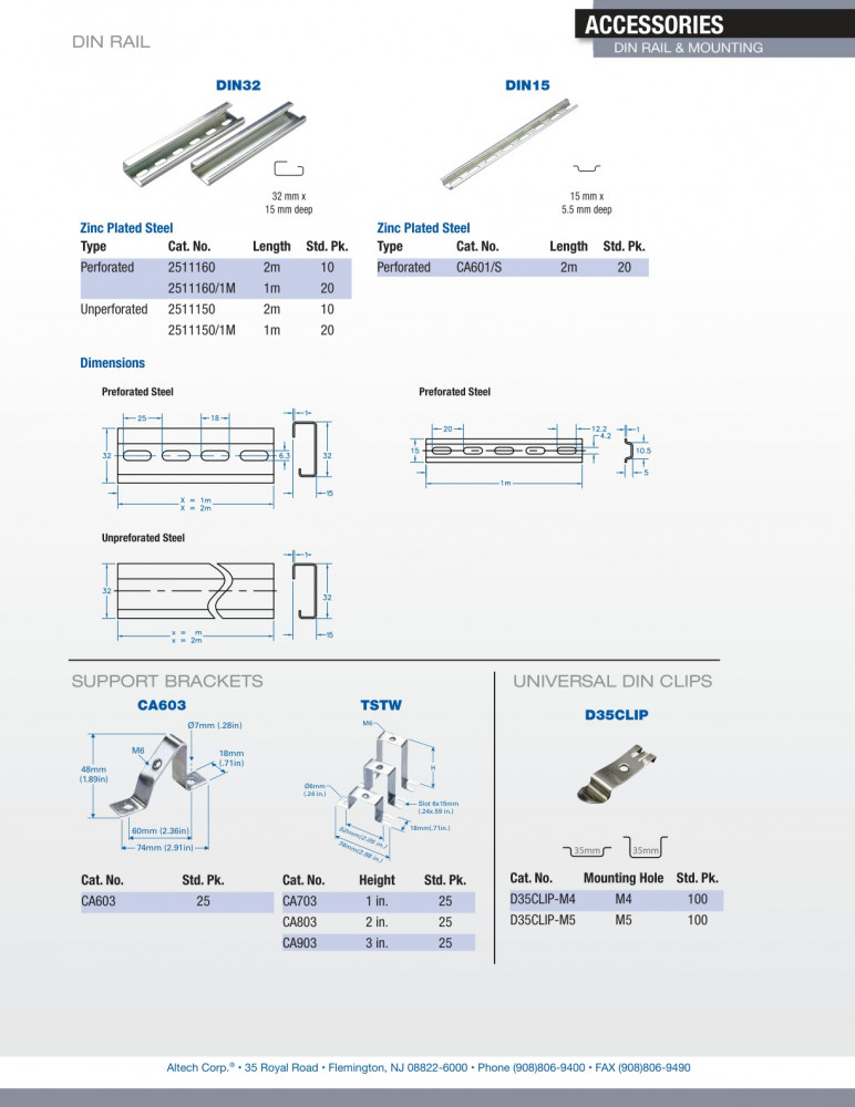 Altech DIN rail accessory documentation page 2