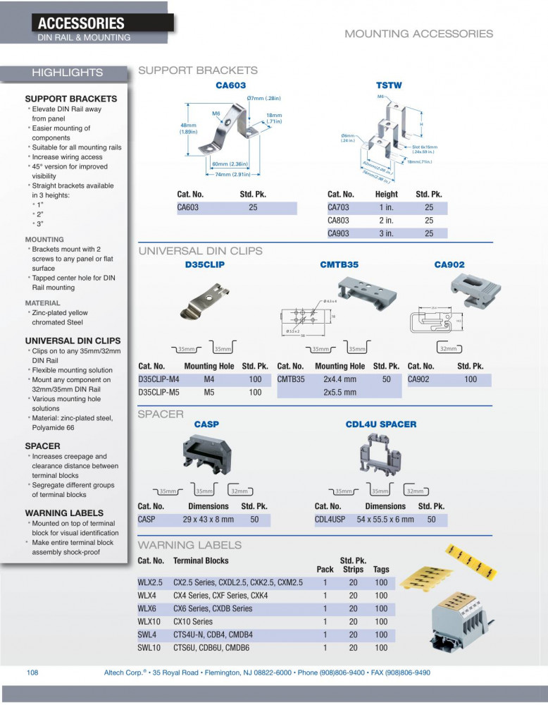 Altech DIN rail accessory documentation page 3