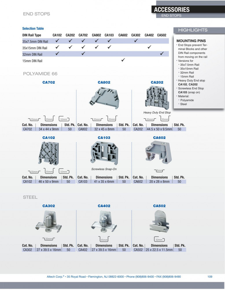 Altech DIN rail accessory documentation page 4