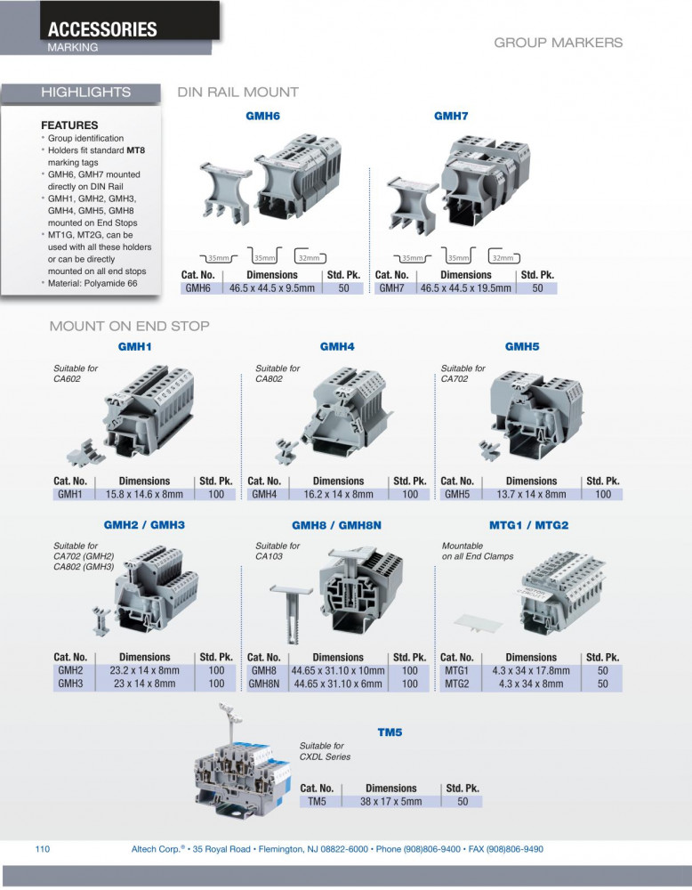 Altech DIN rail accessory documentation page 5