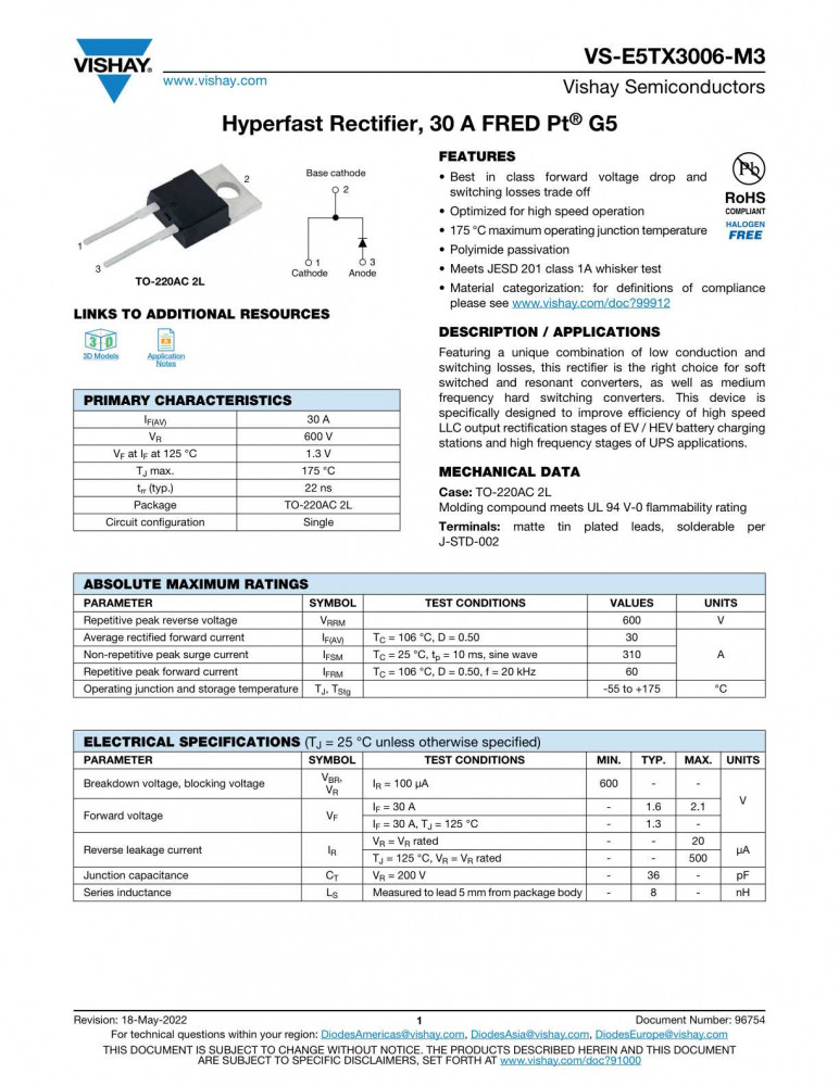 VS-E5TX3006-M3 datasheet page 1