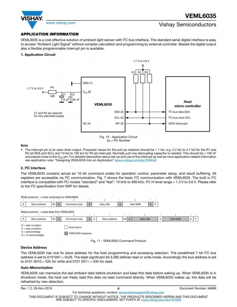 VEML6035 datasheet page 6