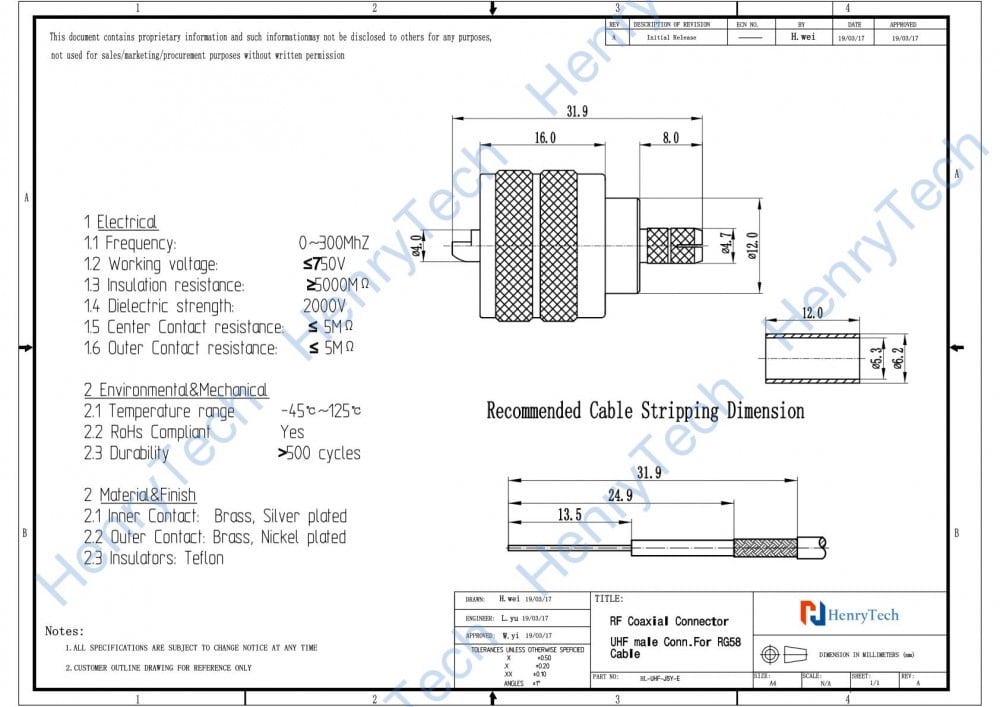 HL-UHF-J5Y-E technical document page