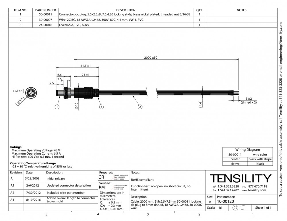 Tensility International 10-00120 product drawing