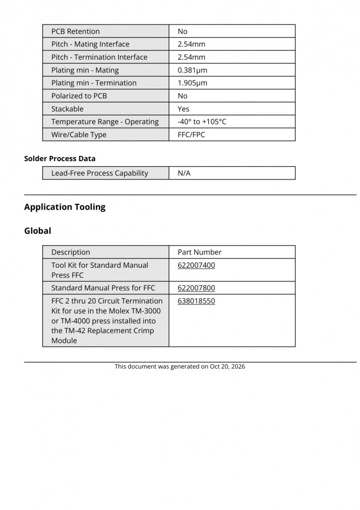 Technical document page 3 for MOLEX 15475150