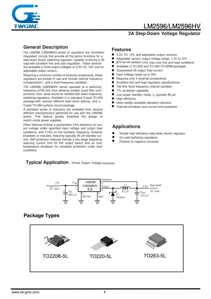 LM2596S-ADJ datasheet page 1