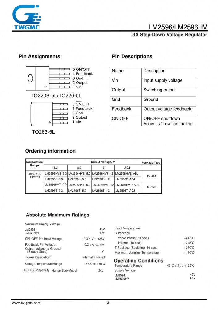 LM2596S-ADJ datasheet page 2