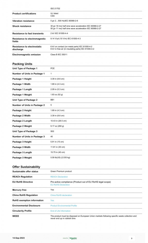 XB5FW33M5 technical document page 3