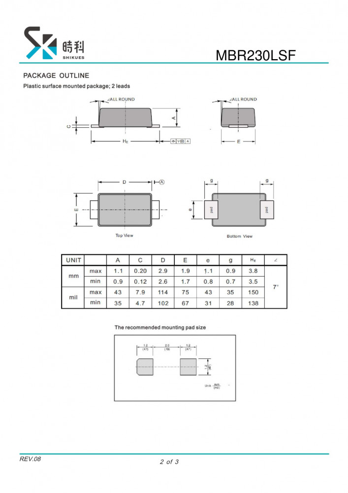 MBR230LSF technical document page 2