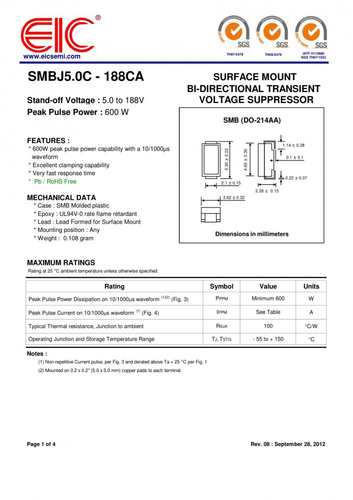 SMBJ6.0CA datasheet page 1