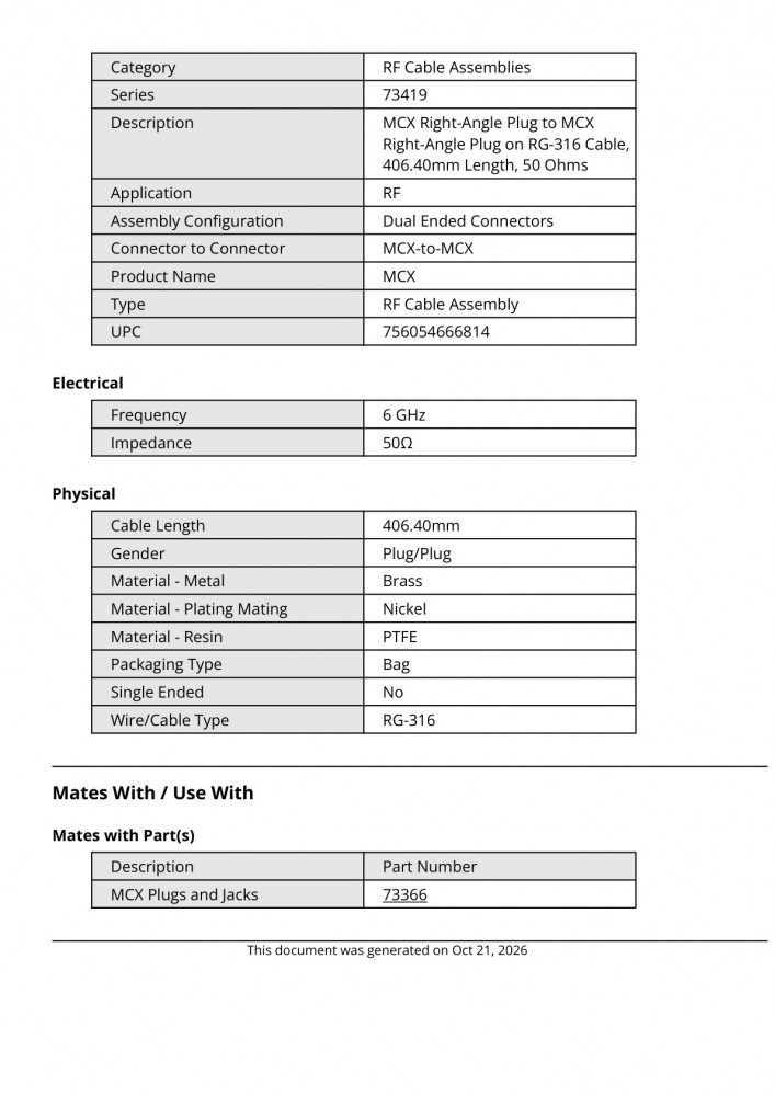 Technical document image 2 for MOLEX 734192260