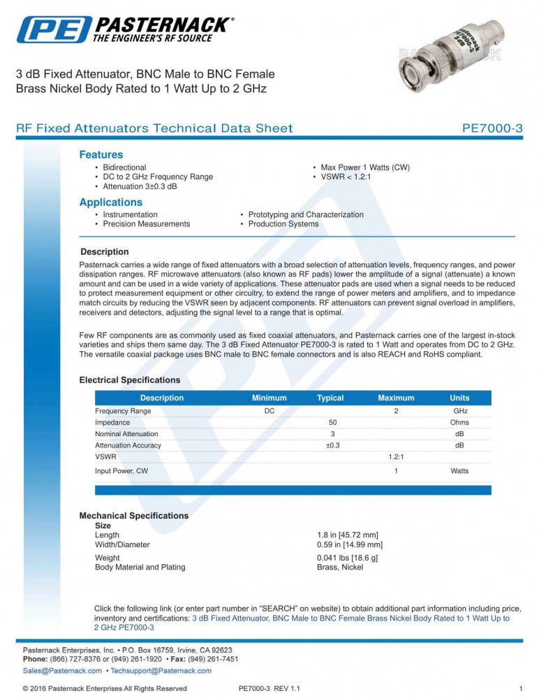 PE7000-3 datasheet page 1
