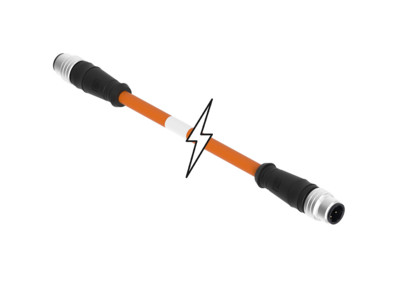 Micro-Change (M12) Double-Ended Cordset, 4 Poles, D-Coded, Male (Straight) to Male (Straight), 24 AWG, Orange TPE Cable, 70.0m (229.66' ) Length, 6.35mm (.250